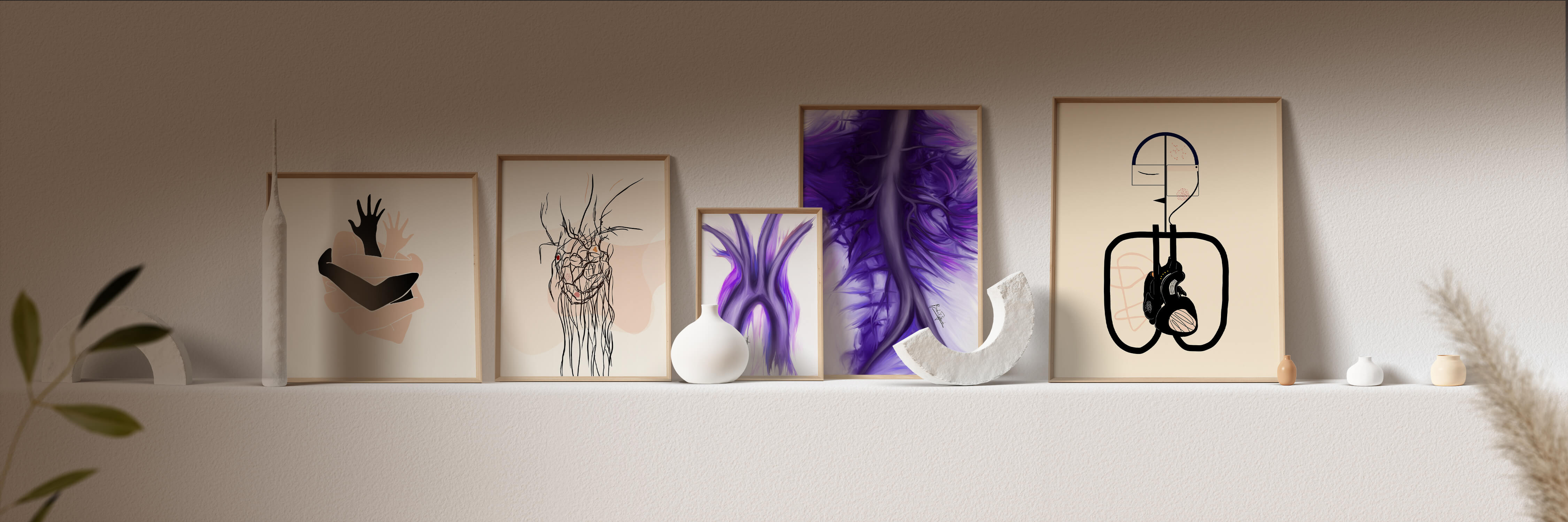 Cardiovascular/Pulmonary art | heart and lungs anatomy artwork