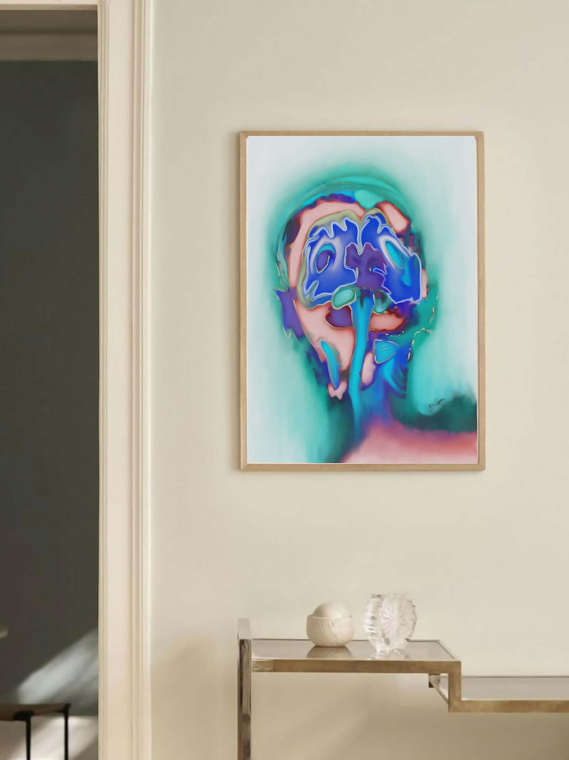 Coronal brain section CT art print| brain anatomy artwork