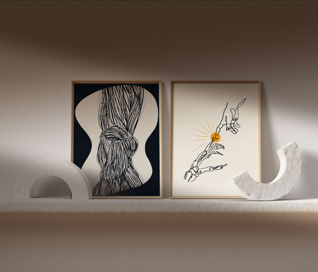 Creation of Adam line art | hand anatomy artwork