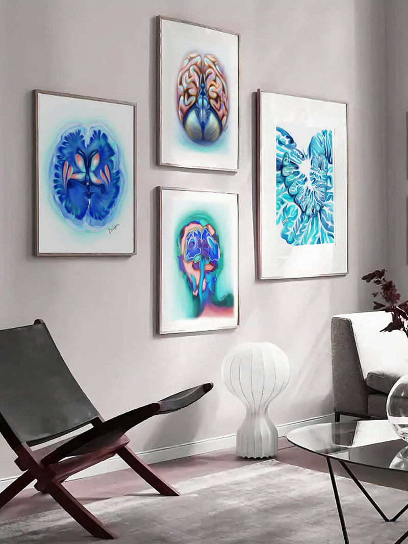 Coronal brain section CT art print| brain anatomy artwork